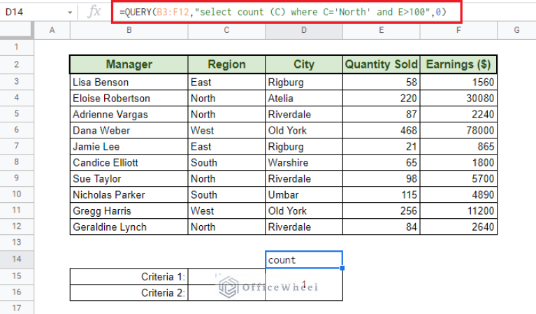 COUNTIF Multiple Criteria in Google Sheets (3 Ways) - OfficeWheel