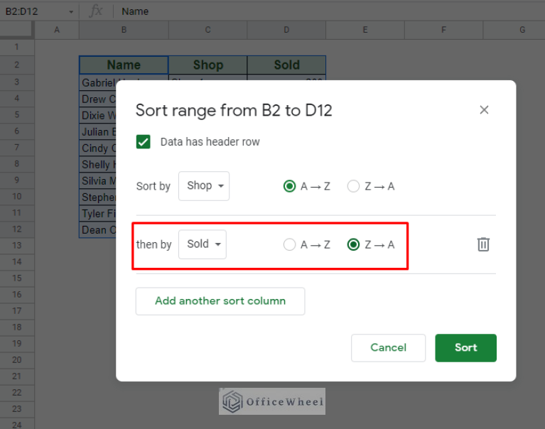 Sort By Column in Google Sheets (3 Easy Ways) - OfficeWheel