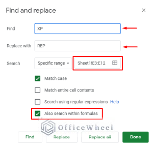 Find and Replace in Google Sheets (3 Ways) - OfficeWheel