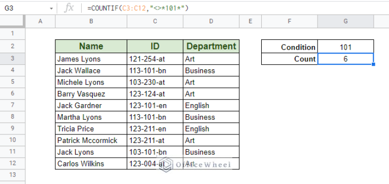 COUNTIF Contains Text in Google Sheets (4 Ways) - OfficeWheel