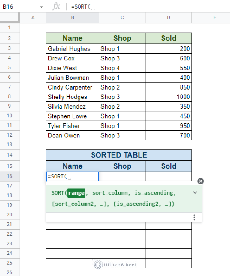 Sort By Column in Google Sheets (3 Easy Ways) - OfficeWheel