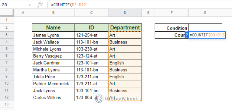 COUNTIF Contains Text in Google Sheets (4 Ways) - OfficeWheel