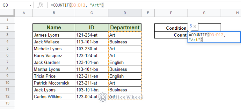 COUNTIF Contains Text in Google Sheets (4 Ways) - OfficeWheel