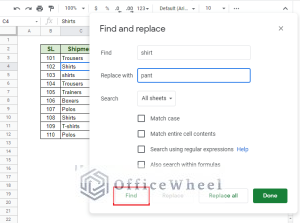 Find and Replace in Google Sheets (3 Ways) - OfficeWheel
