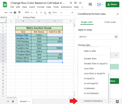 Change Row Color Based on Cell Value in Google Sheets (4 Ways) - officewheel.com