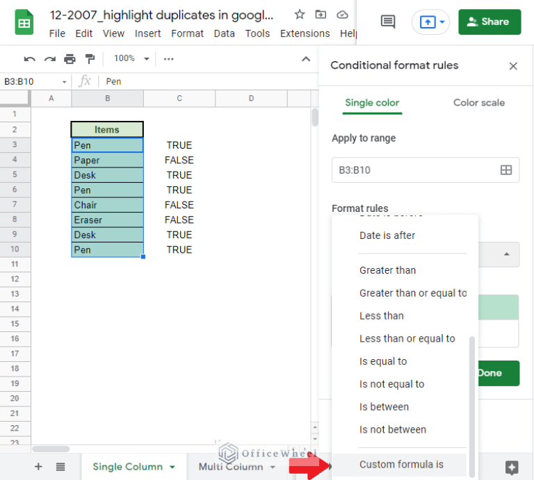 Highlight Duplicates in Google Sheets (4 Ways) - OfficeWheel