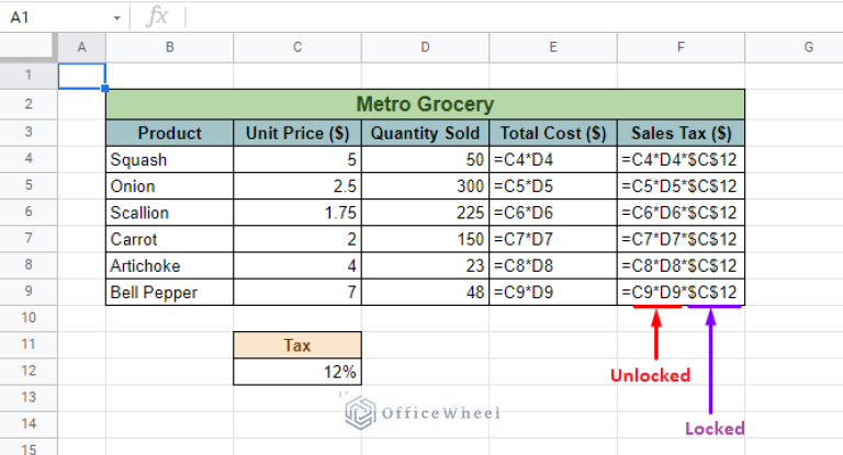 Lock Cell Reference in Google Sheets (3 Ways) - OfficeWheel