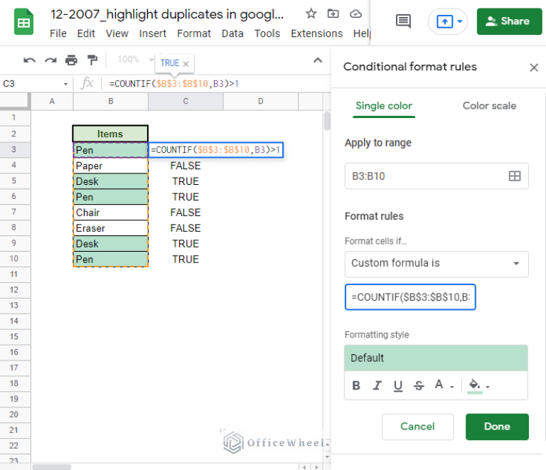Highlight Duplicates in Google Sheets (4 Ways) - OfficeWheel