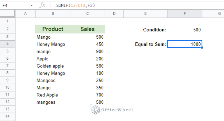 How to Use SUMIF in Google Sheets (With Examples) - OfficeWheel