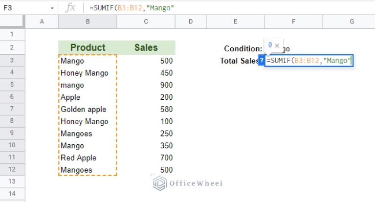 How to Use SUMIF in Google Sheets (With Examples) - OfficeWheel