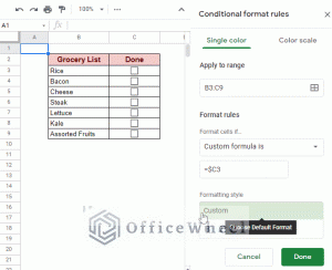 Google Sheets: Conditional Formatting Row Based on Cell