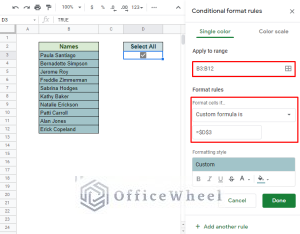 Conditional Formatting with Checkbox in Google Sheets - officewheel.com