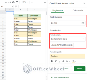 Google Sheets: Conditional Formatting with Multiple Conditions