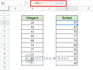 How to Sort Numerically in Google Sheets (3 Ways) - OfficeWheel