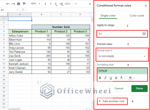 Using Conditional Formatting With Custom Formula in Google Sheets - OfficeWheel