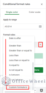 Using Conditional Formatting With Custom Formula in Google Sheets - OfficeWheel