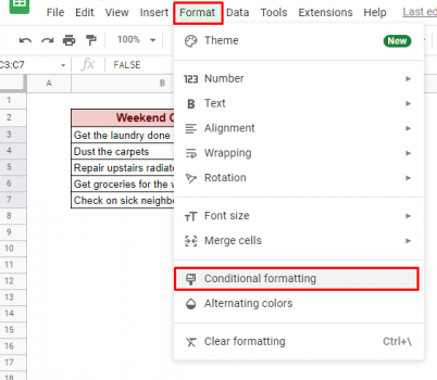Conditional Formatting with Checkbox in Google Sheets - officewheel.com