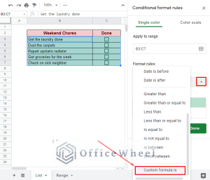 Conditional Formatting with Checkbox in Google Sheets - officewheel.com