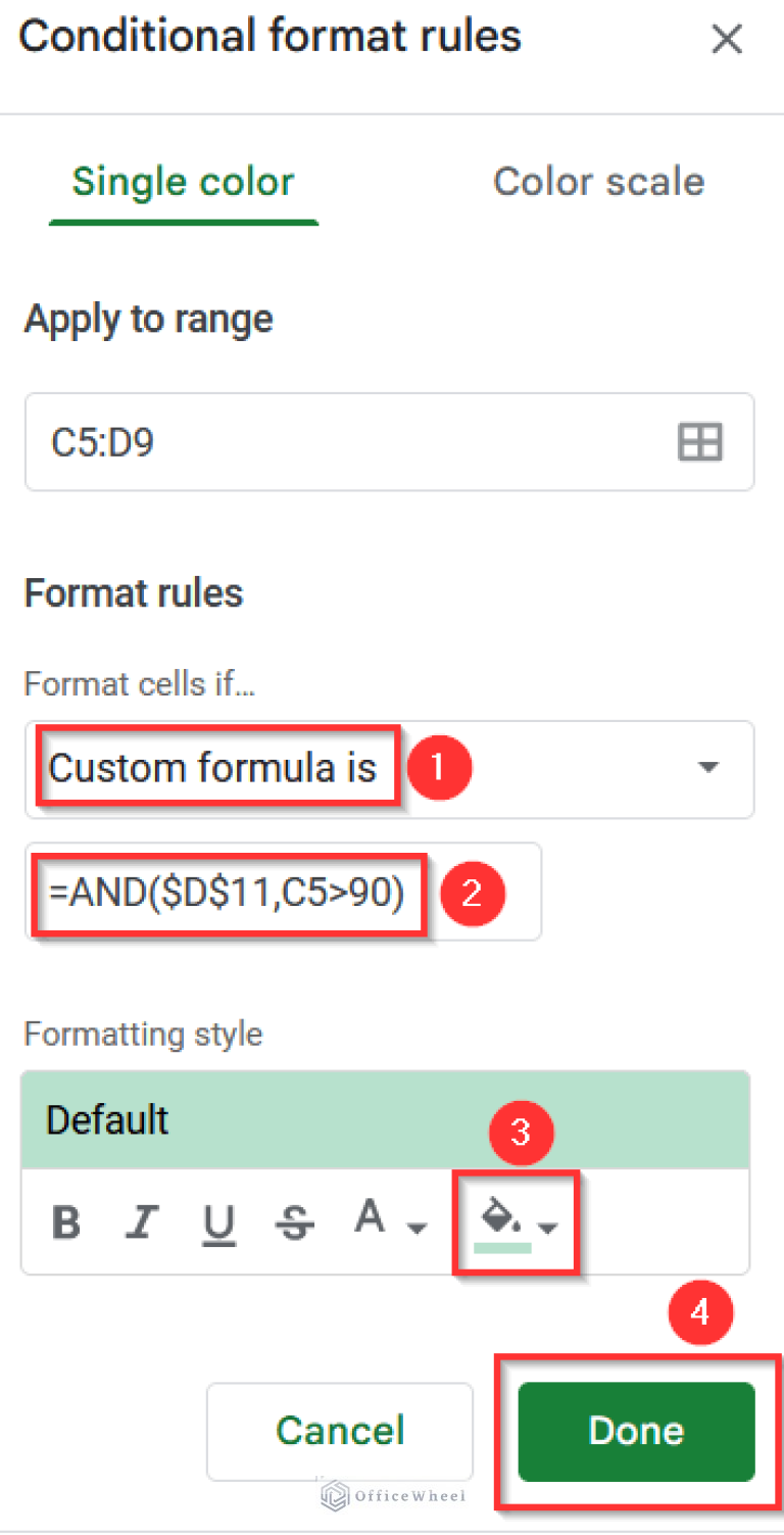 Conditional Formatting with Checkbox in Google Sheets