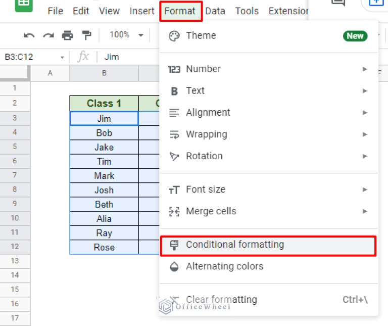 Using Conditional Format To Compare Two Columns In Google Sheets