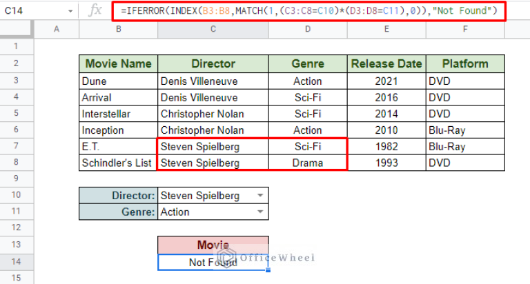 Match from Multiple Columns in Google Sheets (2 Ways)