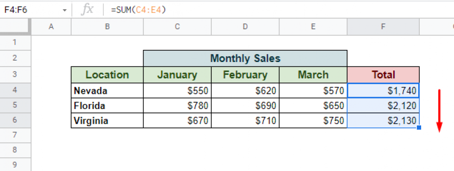 How to Sum Multiple Rows in Google Sheets (3 Ways) - officewheel.com