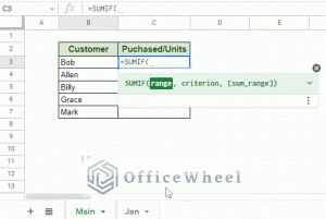 Applying SUMIF from Another Sheet in Google Sheets - OfficeWheel