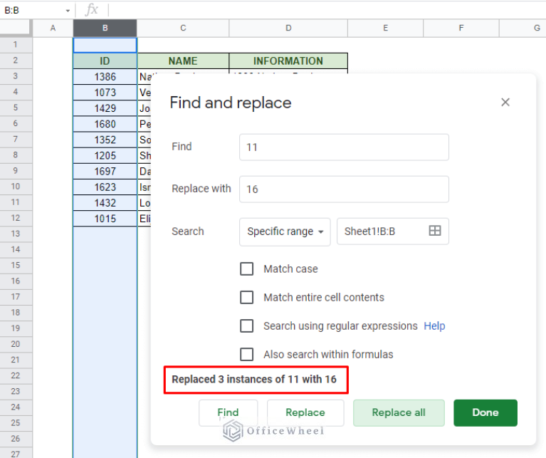 How to Use Find and Replace in Column in Google Sheets