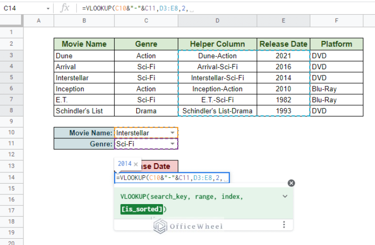 Match from Multiple Columns in Google Sheets (2 Ways)