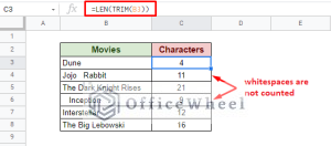 Character Count in Google Sheets (An Easy Guide) - OfficeWheel