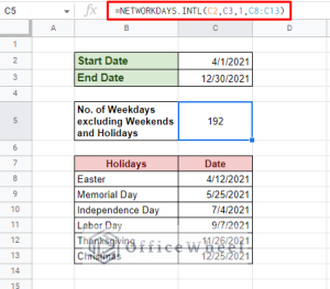 Calculate with Weekdays Only in Google Sheets (An Easy Guide) - OfficeWheel