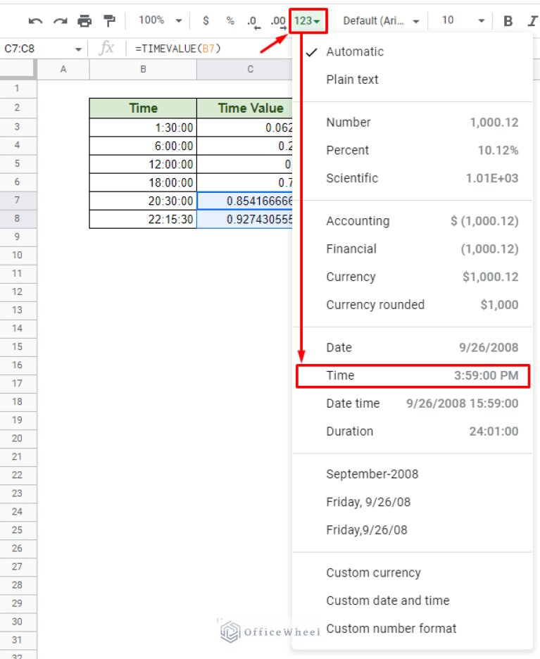 How to Use TIMEVALUE in Google Sheets (An Easy Guide) - OfficeWheel