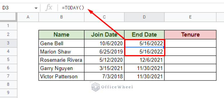 Use DATEDIF from Today in Google Sheets (An Easy Guide) - OfficeWheel