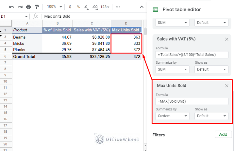 How to Apply and Work with a Calculated Field of a Google Sheets Pivot Table - OfficeWheel