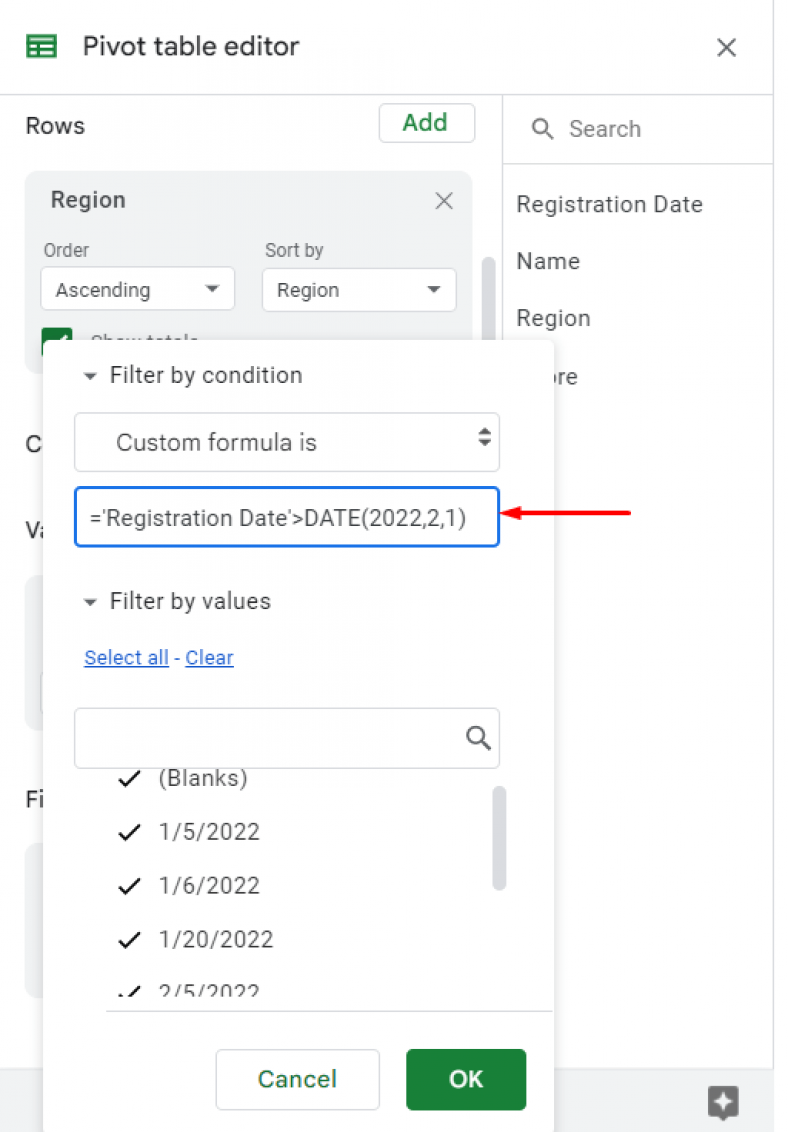 How to Filter with Custom Formula in a Pivot Table of Google Sheets ...