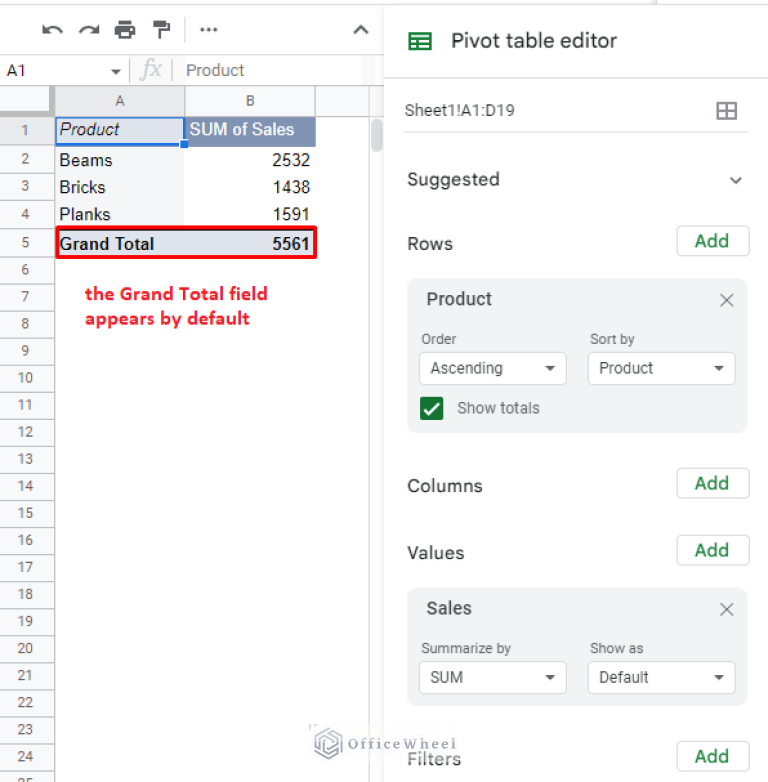 Google Sheets Pivot Table How To Remove Grand Total Or Subtotal