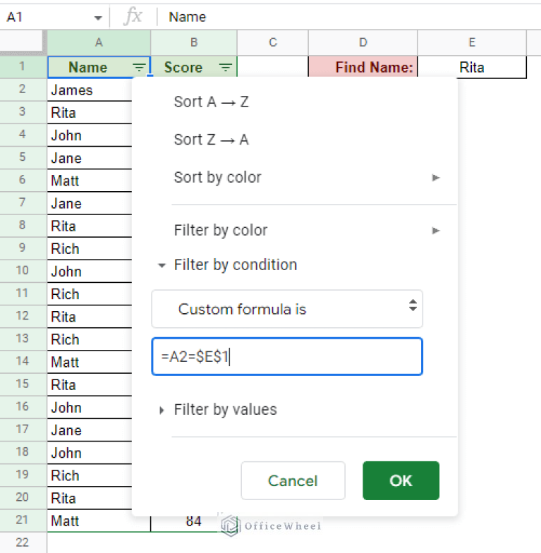 How to Filter Custom Formula in Google Sheets (3 Easy Examples) - OfficeWheel