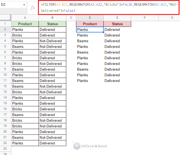 Filter Entries if it Does Not Contain Value in Google Sheets (2 Easy Ways)