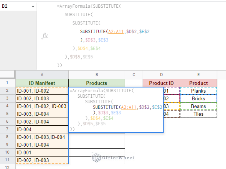 How to Substitute Multiple Values in Google Sheets (An Easy Guide) - OfficeWheel