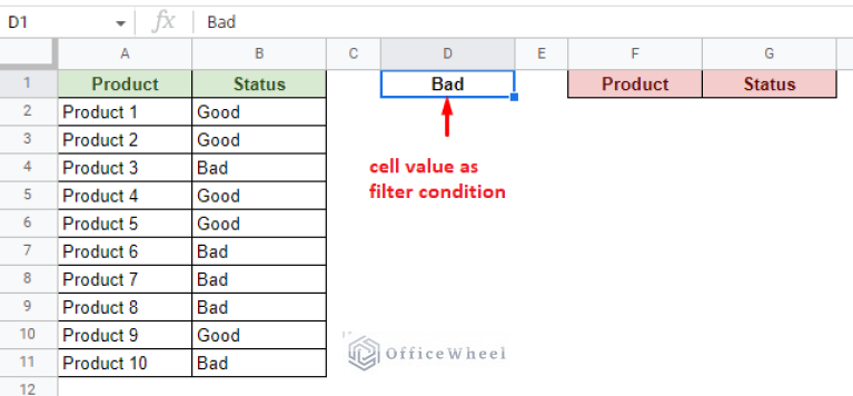 How to Filter Based on a Cell Value in Google Sheets (2 Easy ways)