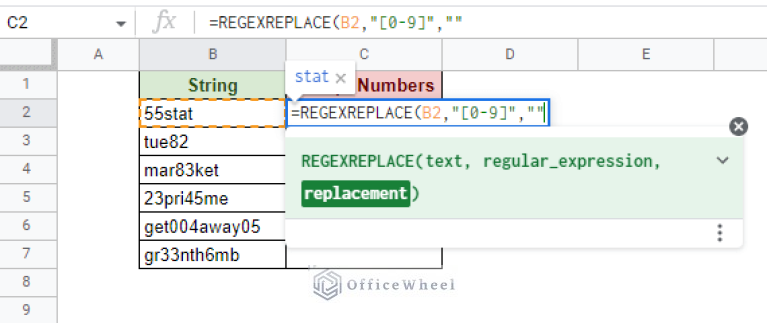 How to Remove Numbers from a String in Google Sheets