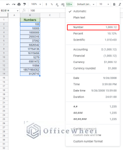 How to Add Commas to Numbers in Google Sheets - OfficeWheel