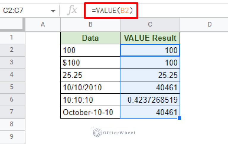 Google Sheets: The VALUE Function (An Easy Guide) - OfficeWheel