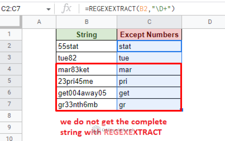 How to Remove Numbers from a String in Google Sheets