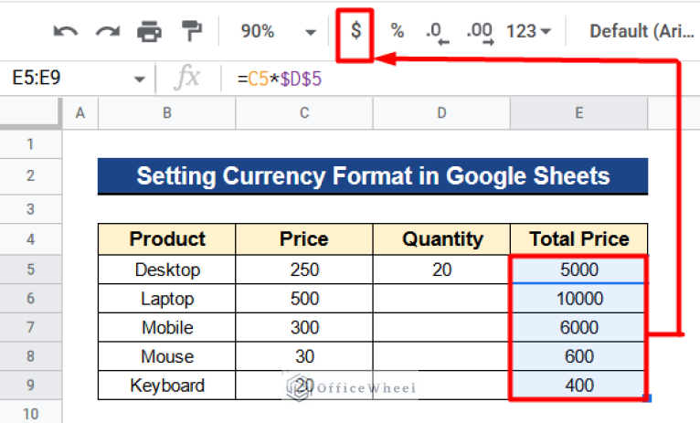 How to Add Dollar Sign in Google Sheets Formula (2 Quick Tricks)