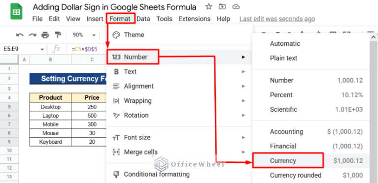 How to Add Dollar Sign in Google Sheets Formula (2 Quick Tricks)