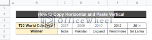 How to Copy Horizontal and Paste Vertical in Google Sheets