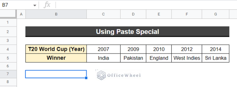 How to Copy Horizontal and Paste Vertical in Google Sheets