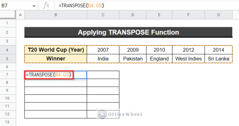 How to Copy Horizontal and Paste Vertical in Google Sheets