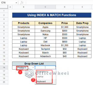 Updating Cell Values Based on Selection in Drop Down List in Google Spreadsheet
